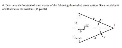 Solved 4 Determine The Location Of Shear Center Of The Following Thin Walled Cross Section