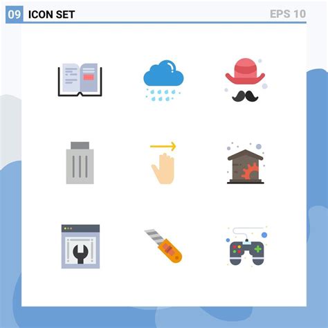 User Interface Pack Of 9 Basic Flat Colors Of Arrow User Avatar Trash