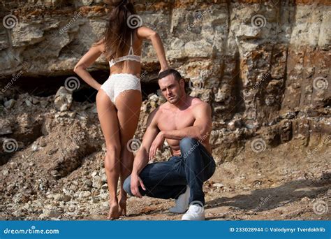 Couple In Sensual Love Foreplay And Love Games Of Couple Enjoying Pleasure Stock Photo