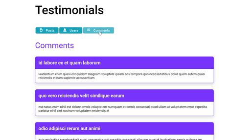 Github Sheggy1react User Comments Posts App Testimonal App With Json Server And Fetching Data