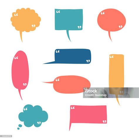 손 그리기 프레임 테두리의 컬렉션 세트 인용 표시와 빈 음성 거품 풍선 생각 말 이야기 텍스트 상자 배너 Brand Name