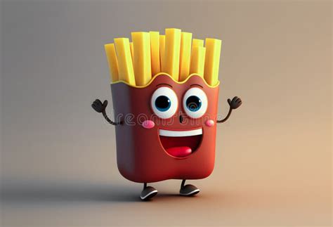 Cute Cartoon French Fries Character Generative Ai Stock Illustration