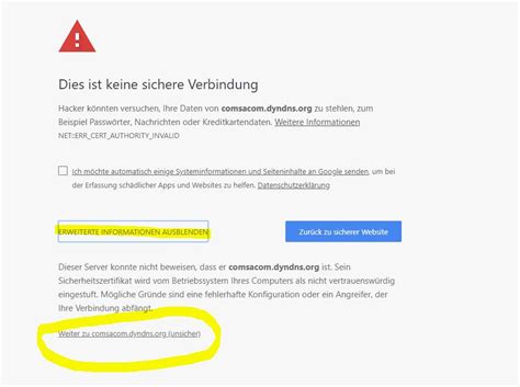 This Is Not A Secure Connection Warning On A Web GUI VPN FA Captive Portal System