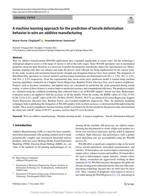 A Machine Learning Approach For The Prediction Of Tensile Deformation Behavior In Wire Arc