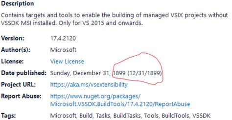 Microsoft VSSDK BuildTools Nuget Published In Issue Microsoft VSExtensibility GitHub