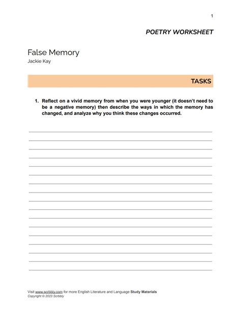 False Memory By Jackie Kay Complete Study Guide Teaching Resources