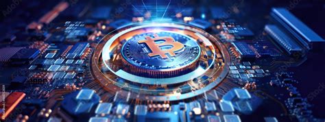 Crypto And Btc Bitcoin Blockchain Technology And Digital Money As Wide Banner Design With