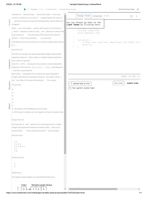 Variable Sized Arrays Hackerrank Pdf