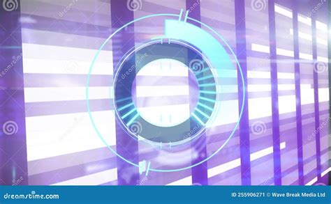 animation of processing circle and arrow over server room stock video