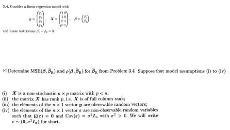Solved 34 Consider A Linear Regression Model With Yi 10