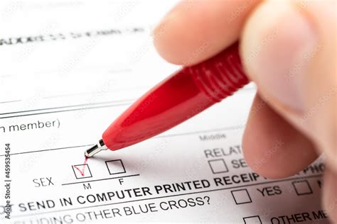 Person Marking Gender Checkbox In A Form Stock Photo Adobe Stock