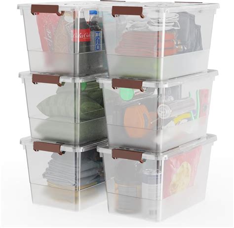 32 Qt Plastic Clear Storage Bin With Durable Lids And Latching Buckle