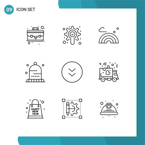 Set Of 9 Modern Ui Icons Symbols Signs For Download Circle Spring Arrows Thanksgiving Editable