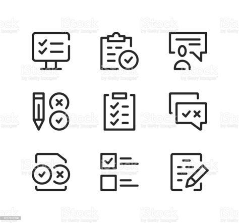 검사 줄 아이콘 세트 현대 그래픽 디자인 개념 검은 스트로크 선형 기호 간단한 윤곽 요소 컬렉션 벡터 선 아이콘 아이콘에 대한 스톡 벡터 아트 및 기타 이미지 Istock