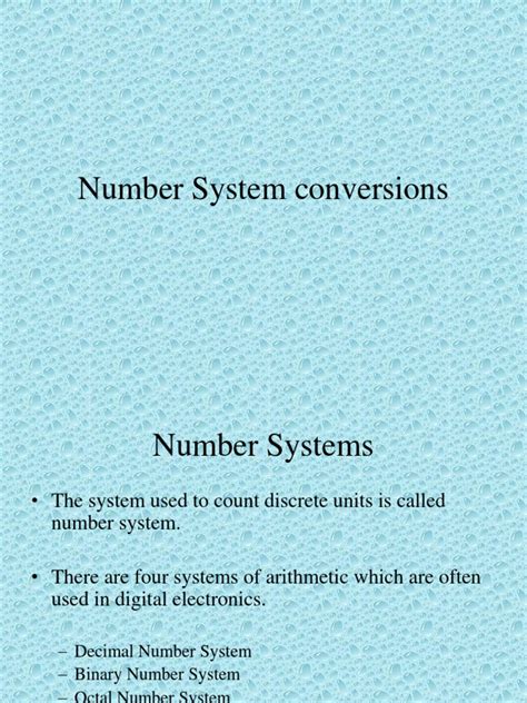 Number System Conversions Pdf Decimal Numbers