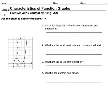 Solved Name Date Class Lesson Characteristics Of Function Graphs