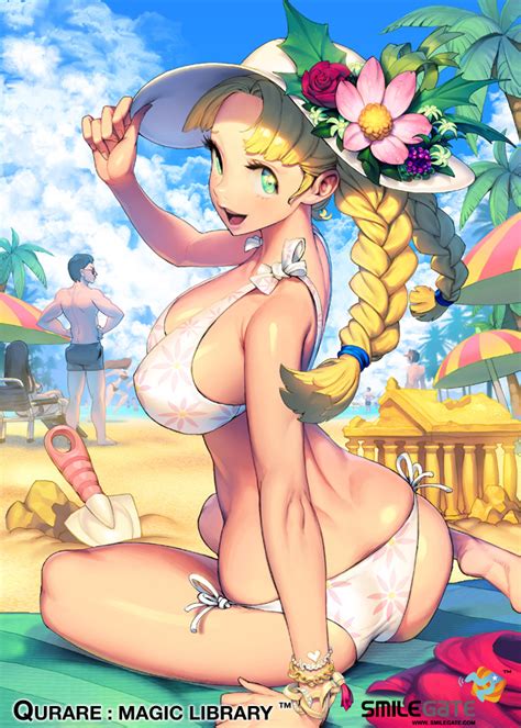 Rule 34 Aristotle Qurare Beach Bikini Blonde Hair Blue Sky Bracelet