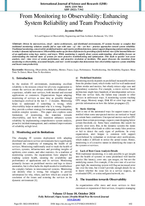 Pdf From Monitoring To Observability Enhancing System Reliability And Team Productivity