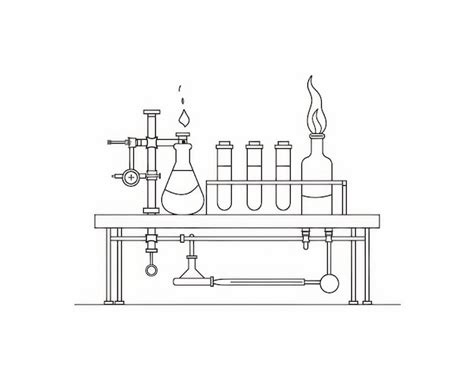 A Continuous Line Drawing Of Laboratory Equipment Modern Illustration Of Laboratory Equipment
