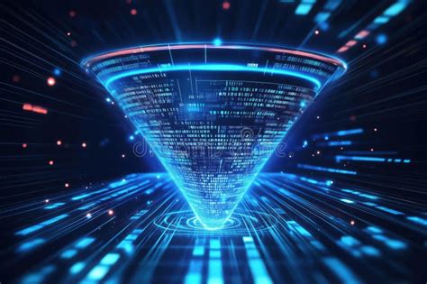 Digital Vortex With Binary Code And Light Trails Futuristic Data