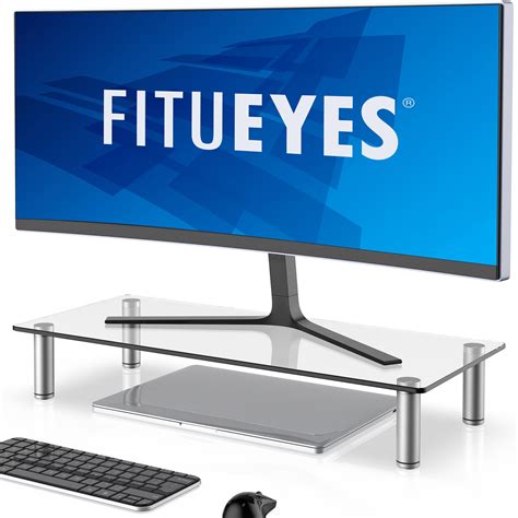 Fitueyes Glass Computer Monitor Stand 22 Inch Large Monitor Stand For