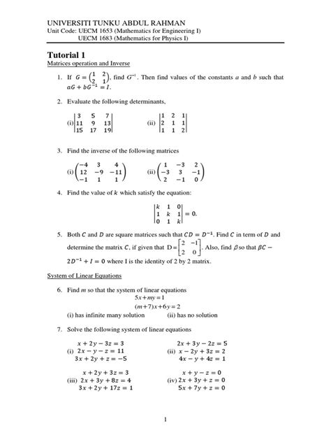 Tutorial 1 Universiti Tunku Abdul Rahman Download Free Pdf