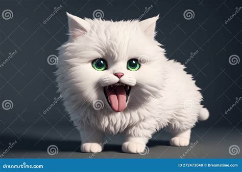 Fluffy Cat With Open Mouth Puss With Disheveled Fur Yelling