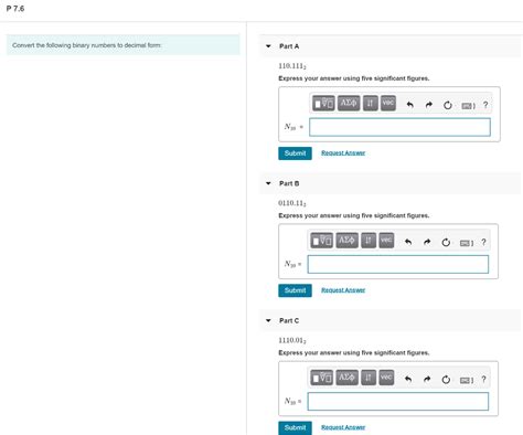 Solved P 7 6 Convert The Following Binary Numbers To Decimal Chegg