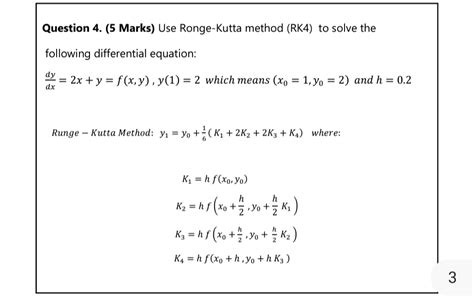solved question 4 5 ﻿marks ﻿use ronge kutta method