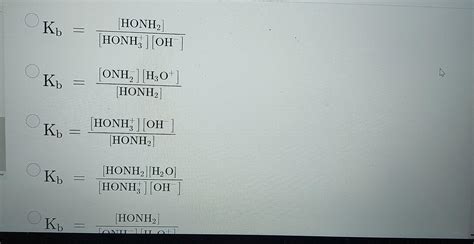 Solved Choose The Equilibrium Expression For The Base