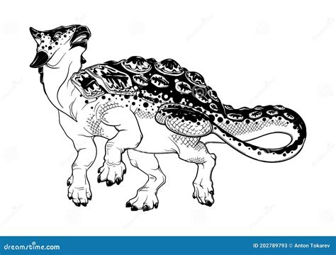 Cheerful Walking Ankylosaurus Cartoon Vector 202789793