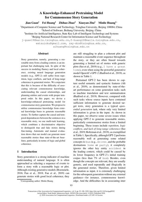 Pdf A Knowledge Enhanced Pretraining Model For Commonsense Story
