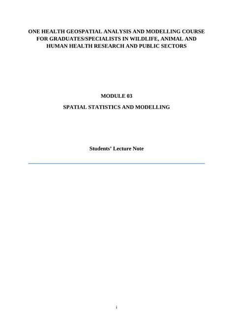 Pdf Module 03 Spatial Statistics And Modelling