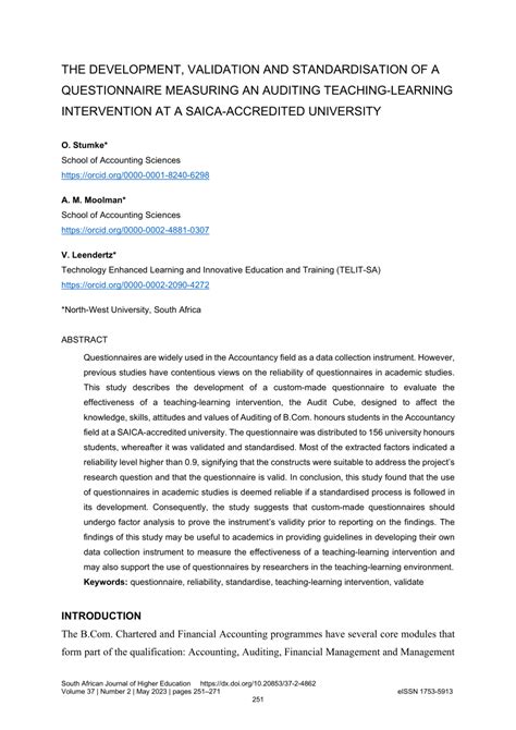 Pdf The Development Validation And Standardisation Of A