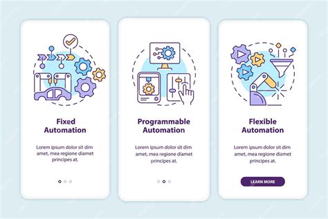 Premium Vector Automation Types Onboarding Mobile App Screen