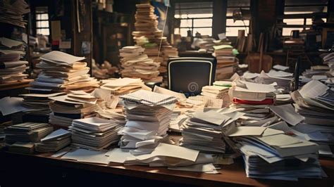 Disorder Messy Desk Papers Stock Illustration Illustration Of