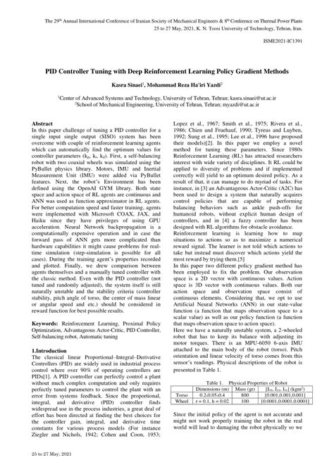 Pdf Pid Controller Tuning With Deep Reinforcement Learning Policy Gradient Methods