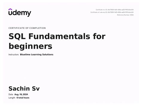 Check Out This Certificate I Got For Sql Fundamentals For Beginners Sachin Sv