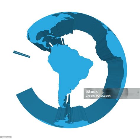 블루 압출된 땅 지구 세계 모델입니다 남미에 집중 했다 3 차원 벡터 일러스트 레이 션 0명에 대한 스톡 벡터 아트 및 기타