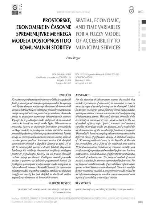 Pdf Spatial Economic And Time Variables For A Fuzzy Model Of Accessibility To Municipal