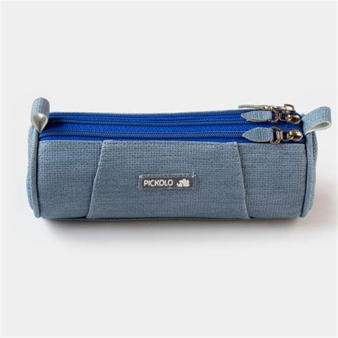 جامدادی چرمی سه زیپ آبی پیکولو Pickolo جزیره کتاب