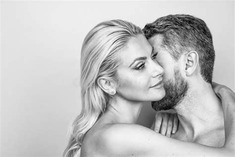 Naked Woman Embrace Bare Man Romantic Relationship And Love Concept