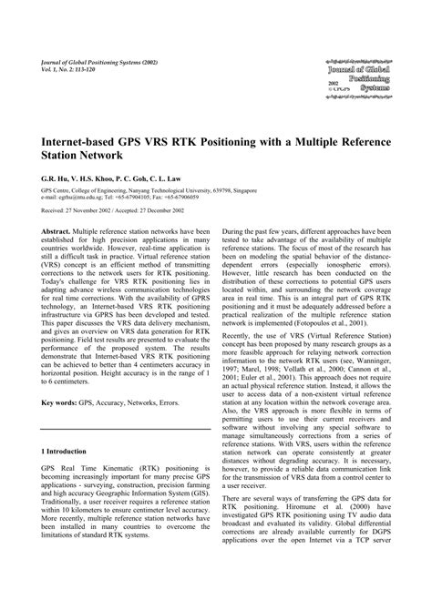 Pdf Internet Based Gps Vrs Rtk Positioning With A Multiple Reference