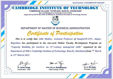 Aditi Mathur On Linkedin Participated In The Faculty Development