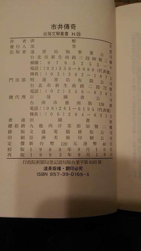 【府城舊冊店】絕版好書~市井傳奇~洪醒夫著~封面如圖有摺痕～遠景出版~ 露天市集 全台最大的網路購物市集