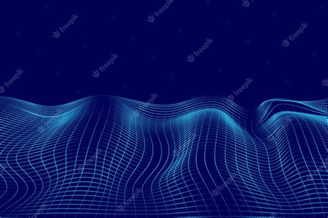 Premium Vector Digital Technology Wave Abstract Background With Dots And Lines Moving In Space
