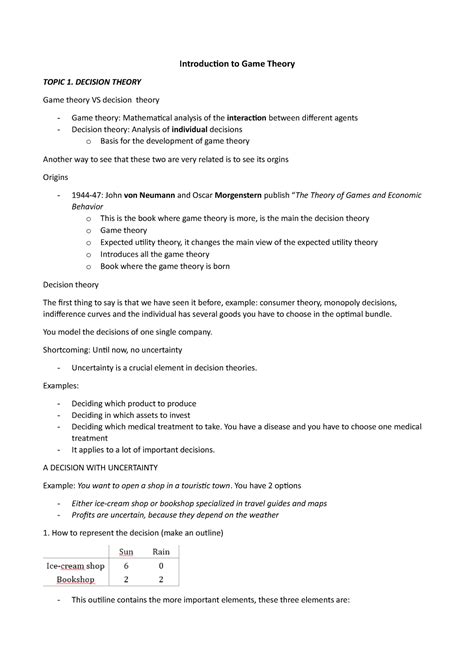 Introduction To Game Theory Introduction To Game Theory Topic 1