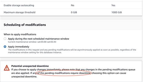 Amazon Web Services Enabling Storage Autoscaling In AWS RDS PostgreSQL Can Produces Downtime