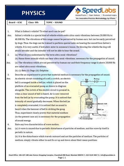 Propagation Of Sound Waves Solved Examples Solved Example Icse 1 Pdf Sound Frequency