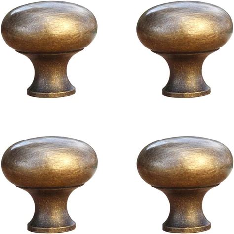 Tiazza 4pcs Small Solid Brass Knobs Antique Cabinet Drawer Pulls Modern Minimalist Handle